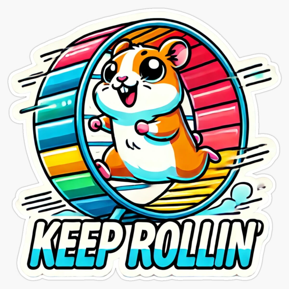 DOPASTICKER Keep Rollin Animated Hamster Sticker, Phone Sticker Car ...