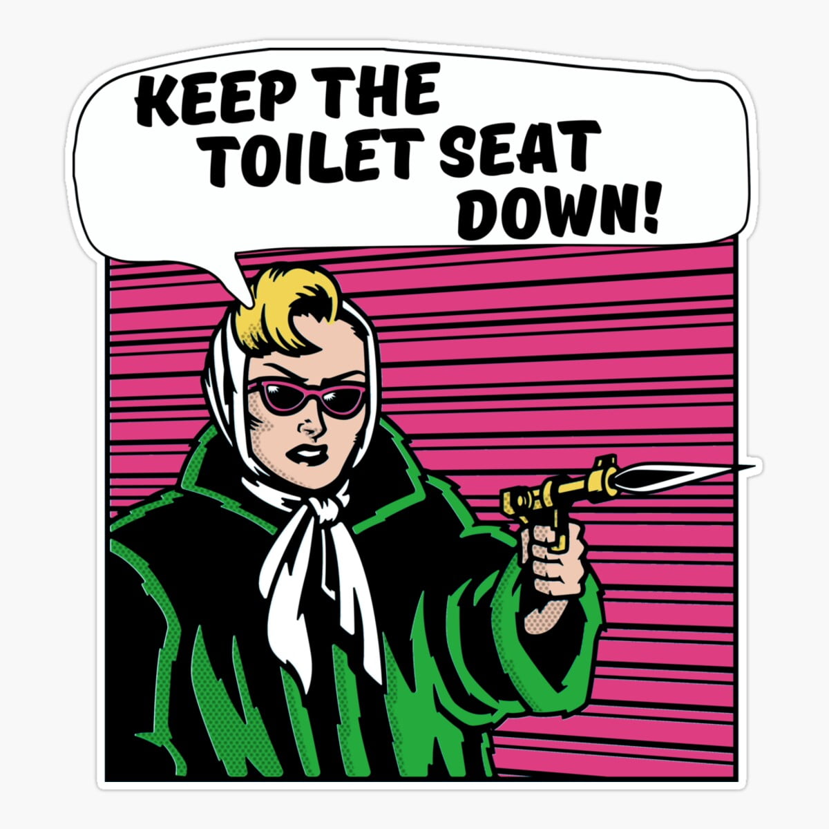 DOPASTICKER Keep The Toilet Seat Down! - Bathroom Pop Art Retro Comic ...