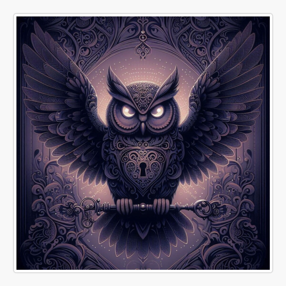 DOPASTICKER Keeper Of Secrets Owl Hidden Key Dark Academia Art Sticker ...