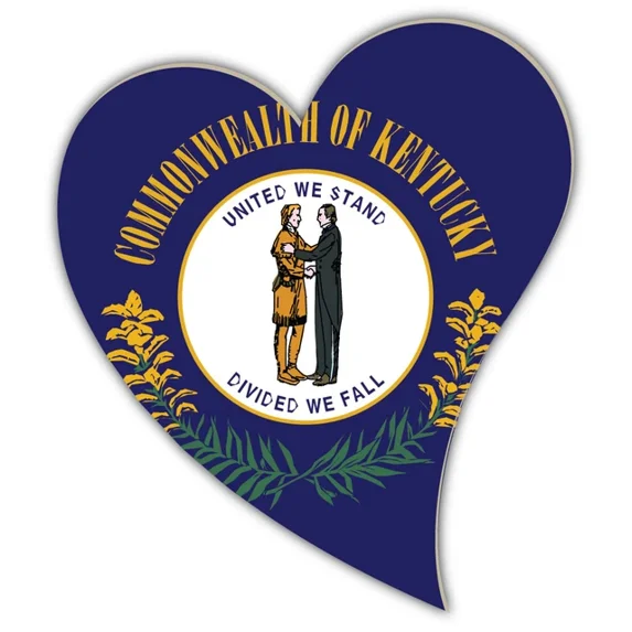 DOPASTICKER Kentucky Usa State Flag Heart Icon Car Sticker Decal Phone ...