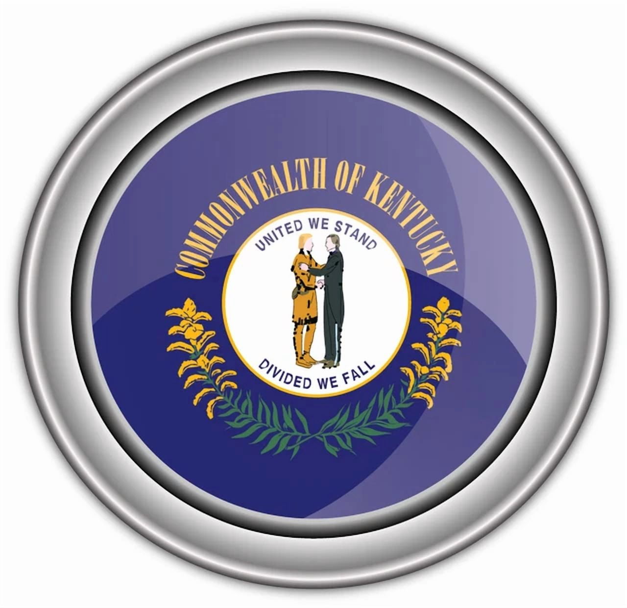 DOPASTICKER Kentucky Usa State Flag Silver Badge Car Sticker Phone ...