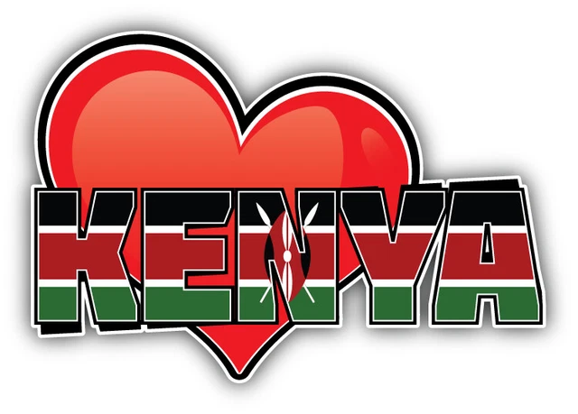 DOPASTICKER Kenya Art Heart Flag Travel Car Sticker Phone Decal Water ...