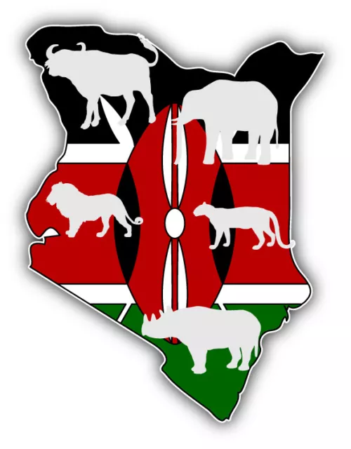 DOPASTICKER Kenya Flag Map Big Five Car Sticker Phone Decal Water ...