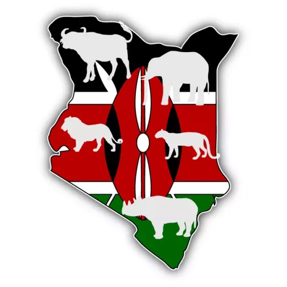 DOPASTICKER Kenya Flag Map Big Five Car Sticker Phone Decal Water ...