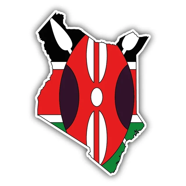DOPASTICKER Kenya Map Flag Car Sticker Phone Decal Water Bottle ...