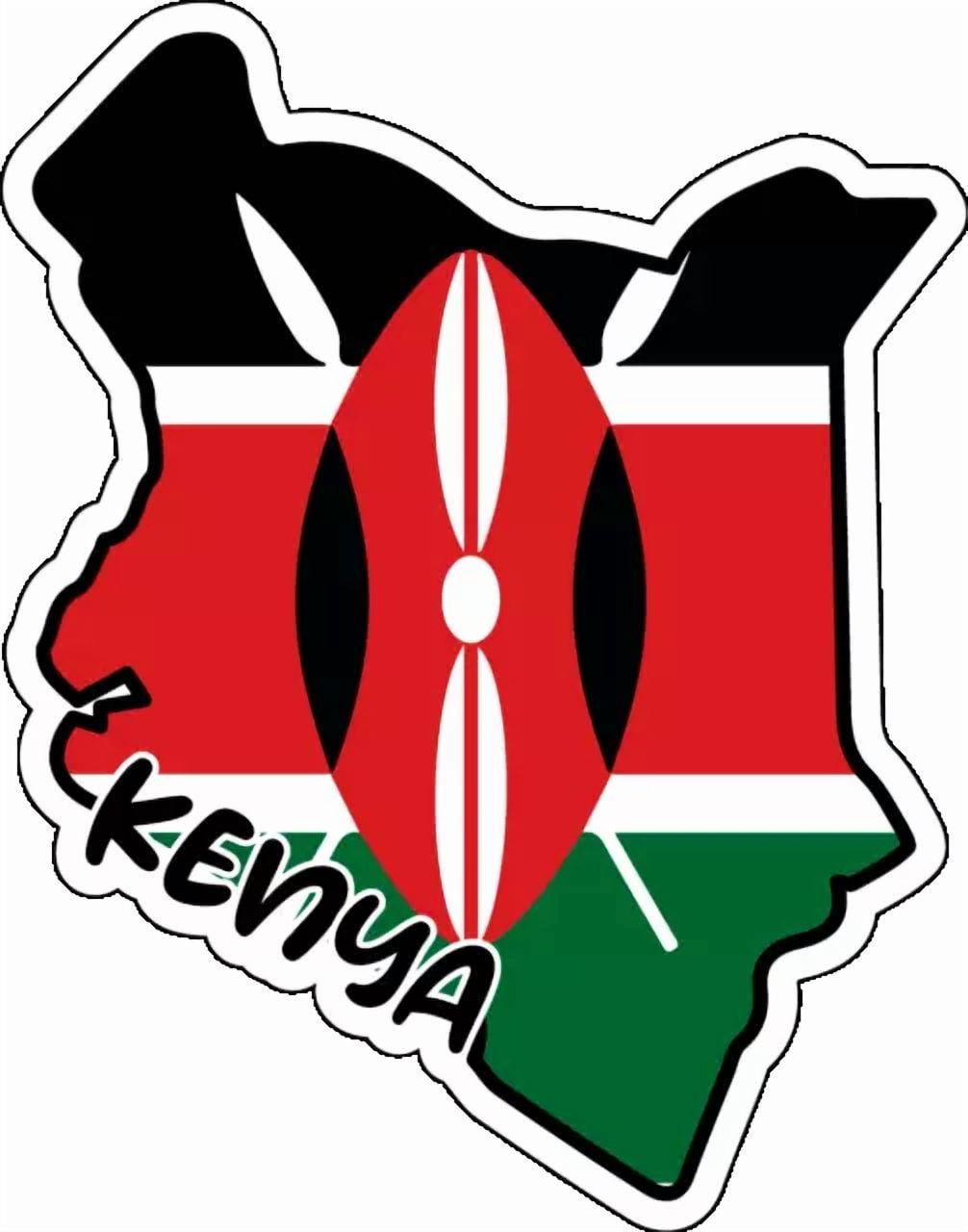 DOPASTICKER Kenya Map Flag Sticker Decal Phone Decal Water Bottle ...