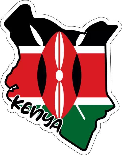 DOPASTICKER Kenya Map Flag Sticker Decal Phone Decal Water Bottle ...