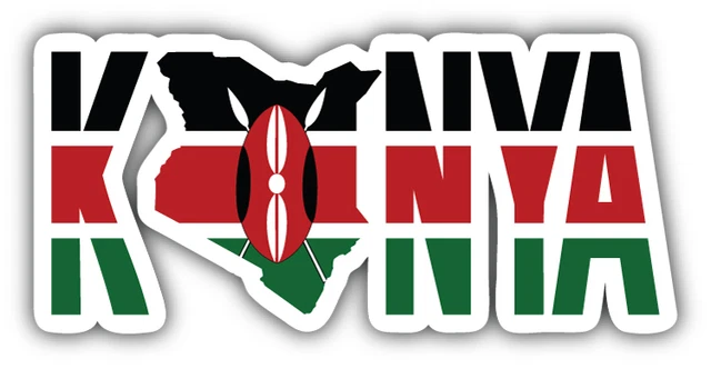 DOPASTICKER Kenya Text Map Flag Sticker Decal Phone Decal Water Bottle ...