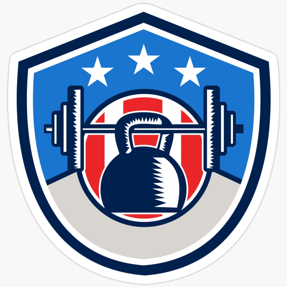 DOPASTICKER Kettlebell Hanging Barbell Usa Flag Crest Retro Sticker ...