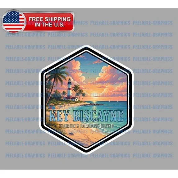 DOPASTICKER Key Biscayne Florida Sticker Souvenir Travel Sticker Phone ...