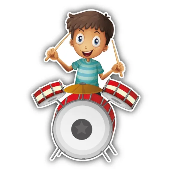 DOPASTICKER Kid Drummer Cartoon Car Sticker Phone Decal Water Bottle ...