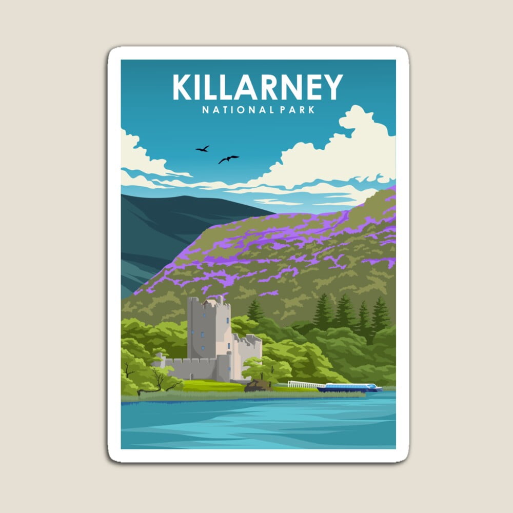 DOPASTICKER Kil.Larney National Park Vintage Minimal Nature Poster ...