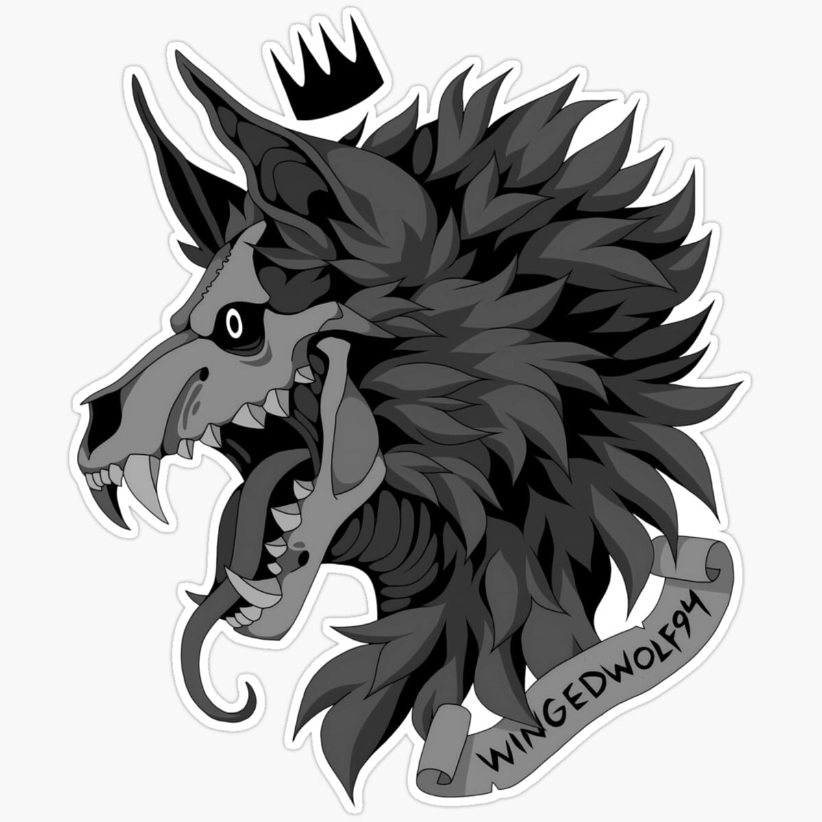 DOPASTICKER King Skulldog Furry Fandom Artwork Sticker Decorative ...