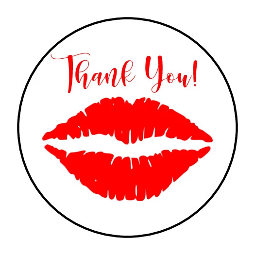 DOPASTICKER Kissing Lips Thank You Stickers Red Lips Phone Decal Water ...