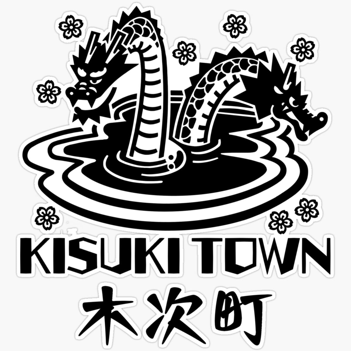 DOPASTICKER Kisuki Town Art Black Sticker Decorative Laptop, Phone ...