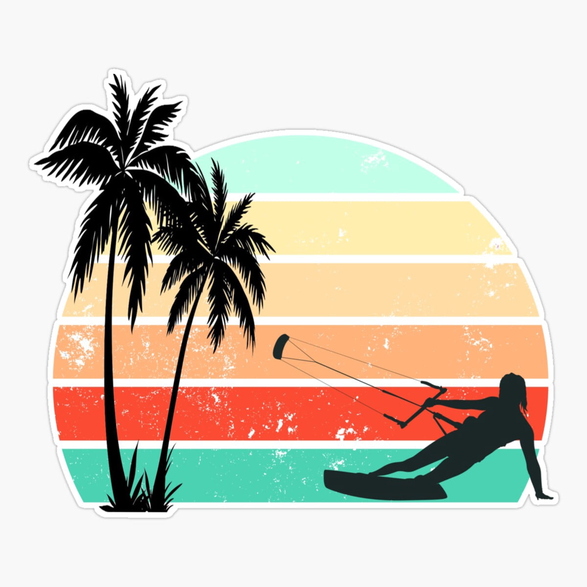 DOPASTICKER Kitesurfing Vintage Sunset Kiteboard Design Sticker, Phone ...