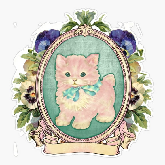 DOPASTICKER Kitschy Pink Kitten Sticker, Phone Sticker Water Bottle ...