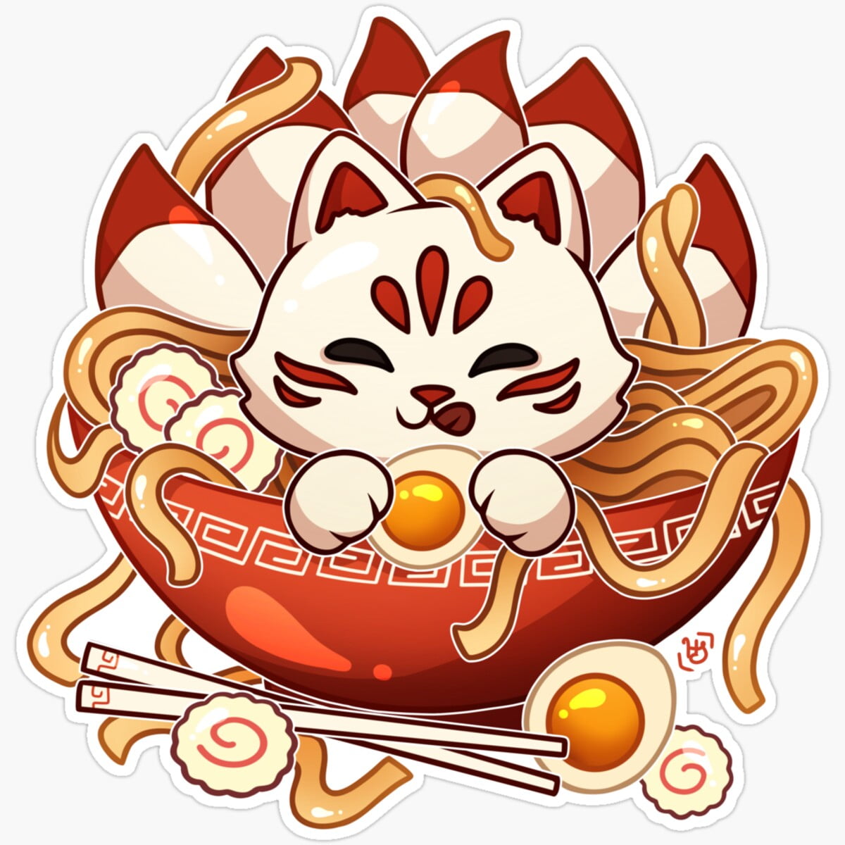 DOPASTICKER Kitsune Udon Bowl Sticker Decorative Laptop, Phone Stickers ...