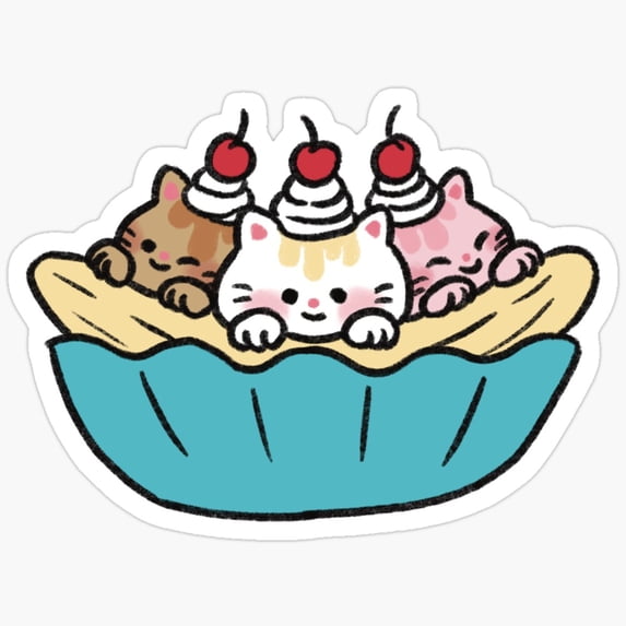 DOPASTICKER Kitten Banana Split Sticker Phone Sticker, Latop Sticker ...