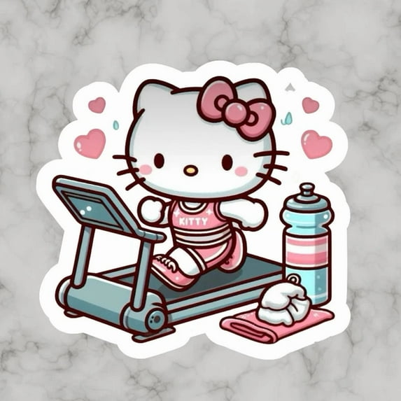 DOPASTICKER Kitty Cat Exercise, Fitness Healthy Cute Kawaii Hello ...