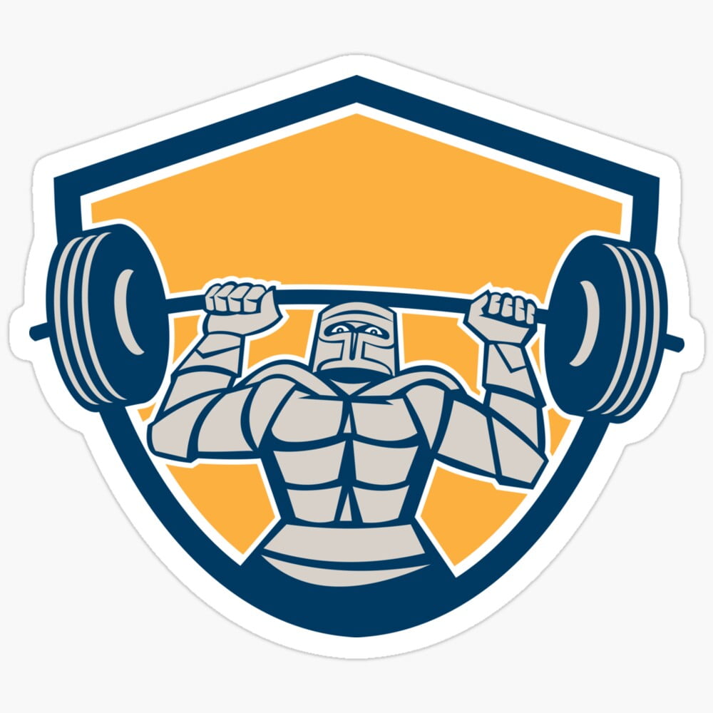 DOPASTICKER Knight Lifting Barbell Weights Shield Retro Sticker Phone ...