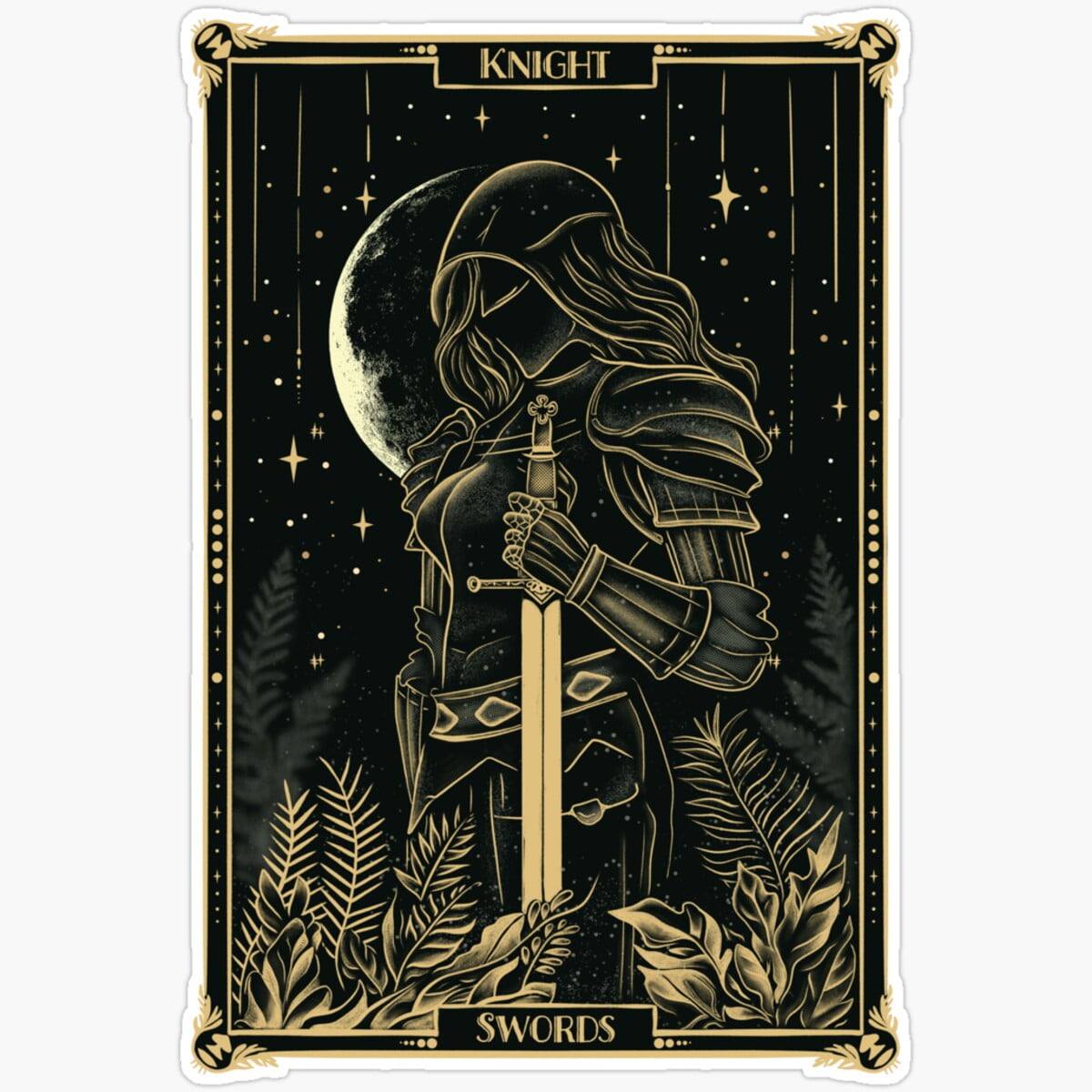 DOPASTICKER Knight Of Swords Tarot Card Sticker Decorative Laptop ...