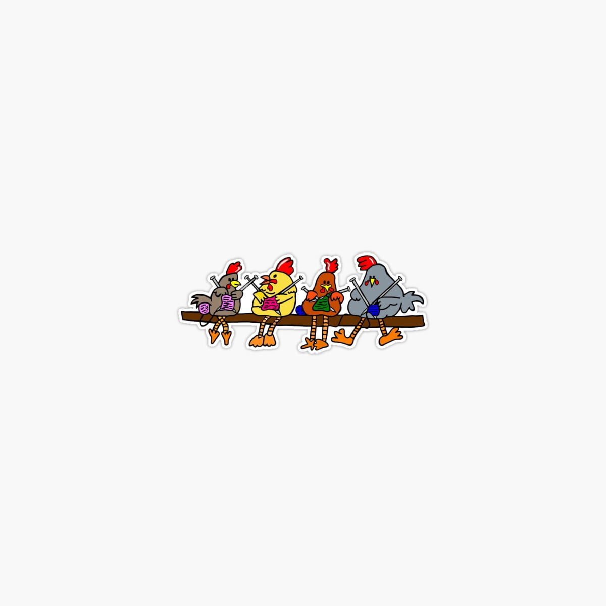 DOPASTICKER Knitting Chickens Sticker, Phone Sticker Car Stickers ...