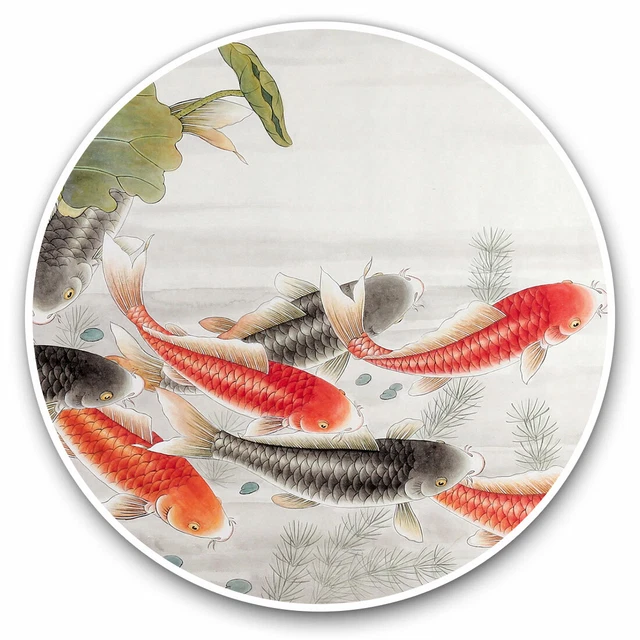 DOPASTICKER Koi Carp Asian Ink Fish Pond Cool Gift Decorative Laptop ...