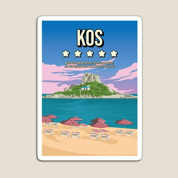 DOPASTICKER Kos Greece 5 Star Review Travel Poster Decorative Laptop ...