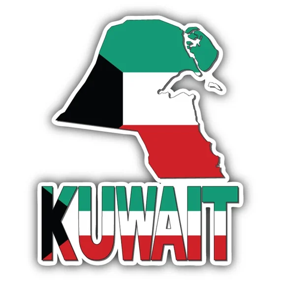 DOPASTICKER Kuwait Map Flag Sticker Decal Phone Decal Water Bottle ...