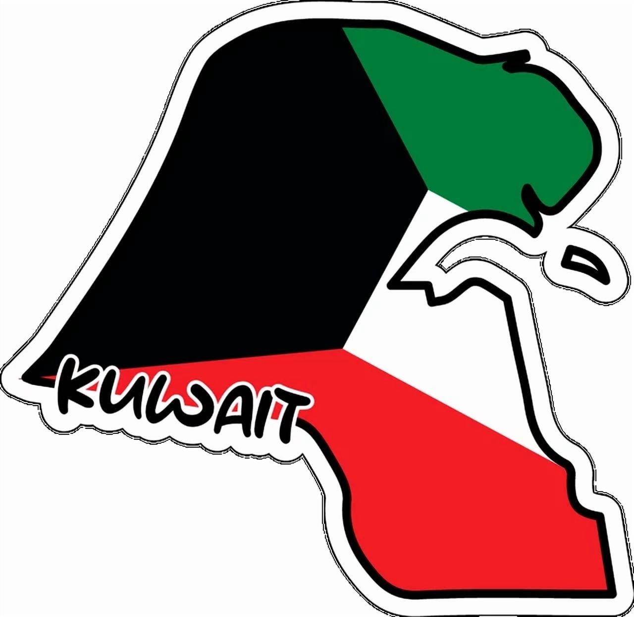 DOPASTICKER Kuwait Map Flag Sticker Decal Phone Decal Water Bottle ...