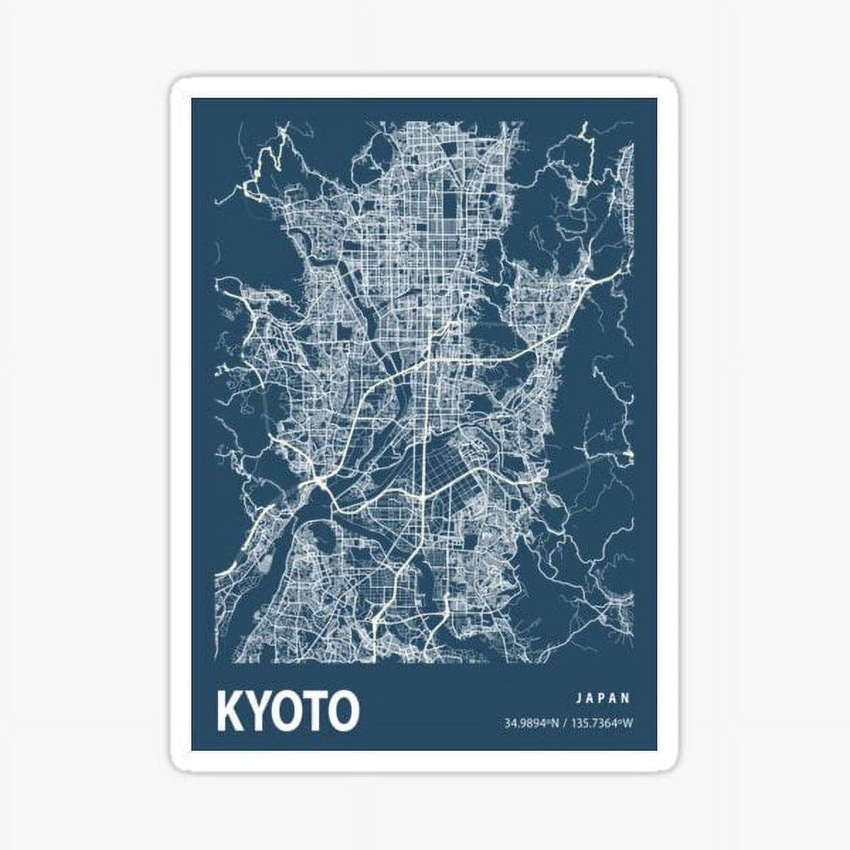 DOPASTICKER Kyoto Blueprint City Map Sticker Phone Decal Water Bottle ...