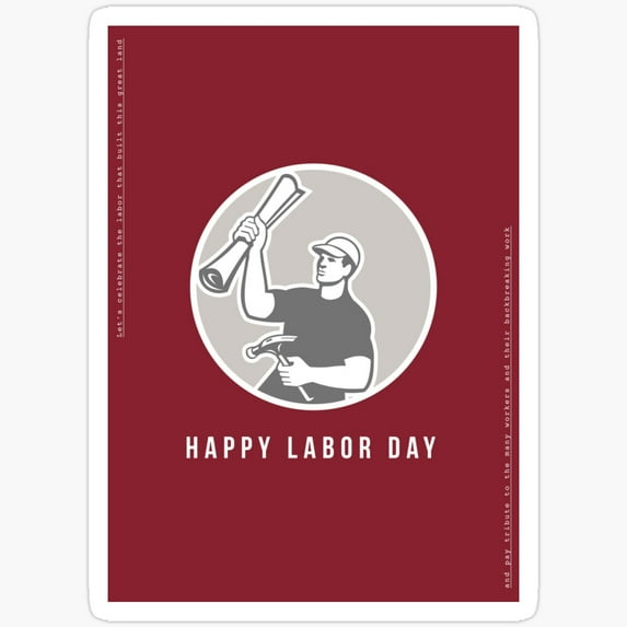 DOPASTICKER Labor Day Greeting Card Builder Plan Hammer Circle Sticker ...