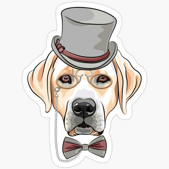 DOPASTICKER Labrador Retriever In A Gray Silk Hat - Perfect Birthday ...