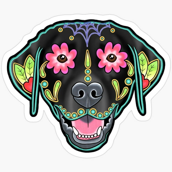 DOPASTICKER Labrador Retriever In Black- Day Of The Dead Lab Sugar ...