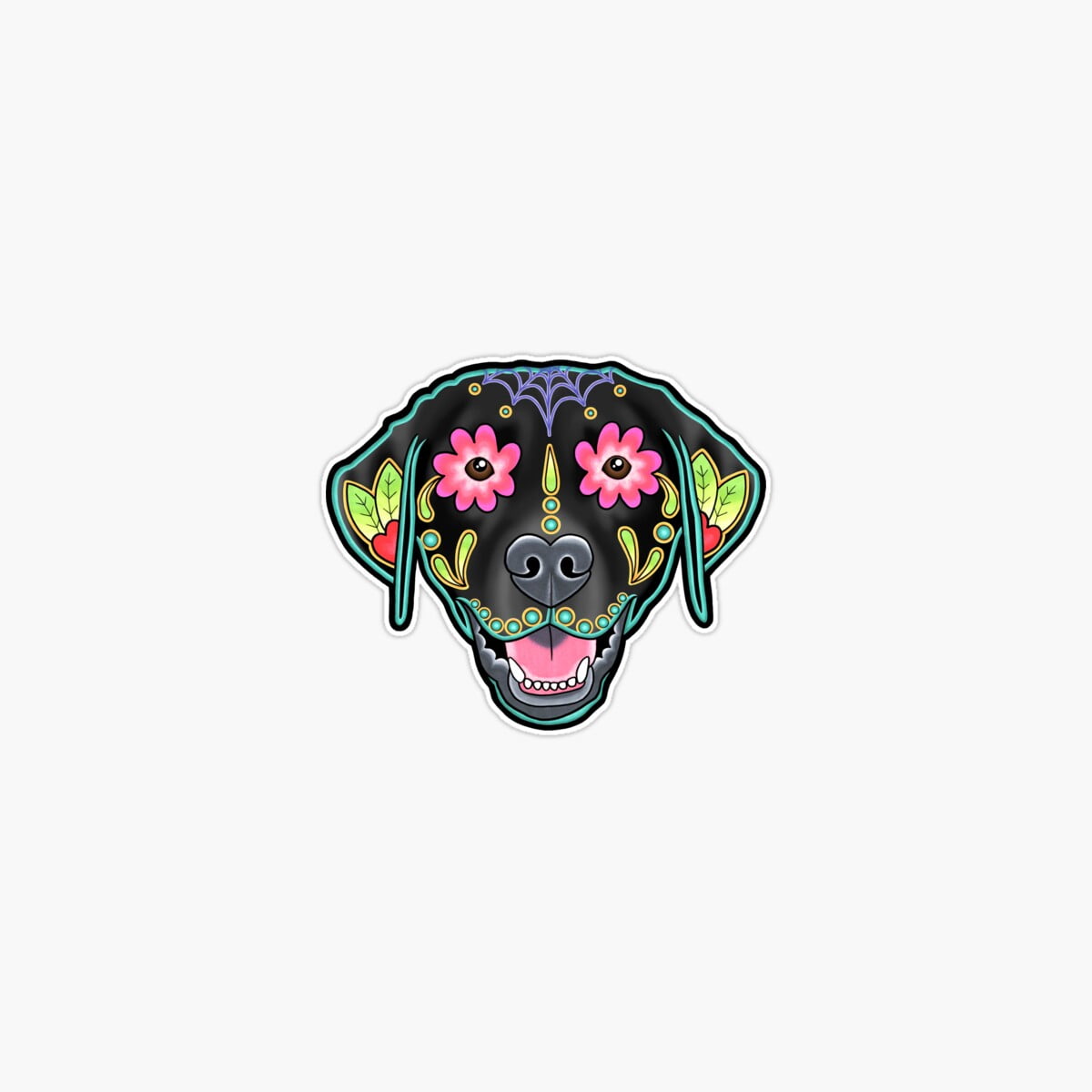 DOPASTICKER Labrador Retriever In Black- Day Of The Dead Lab Sugar ...
