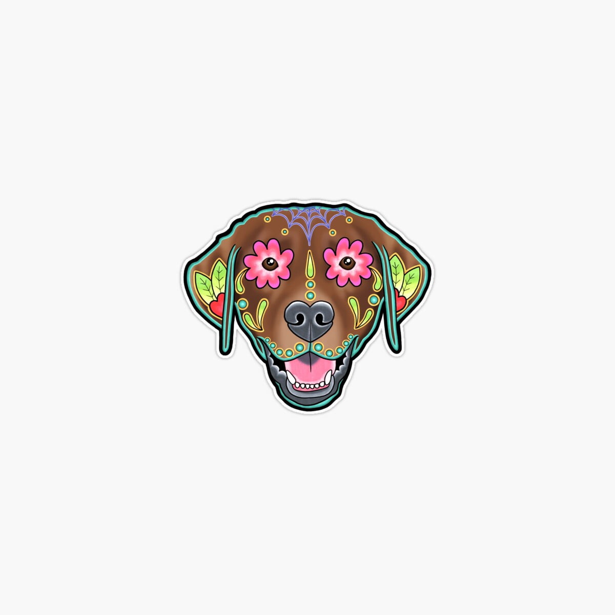 DOPASTICKER Labrador Retriever In Chocolate, Day Of The Dead Lab Sugar ...
