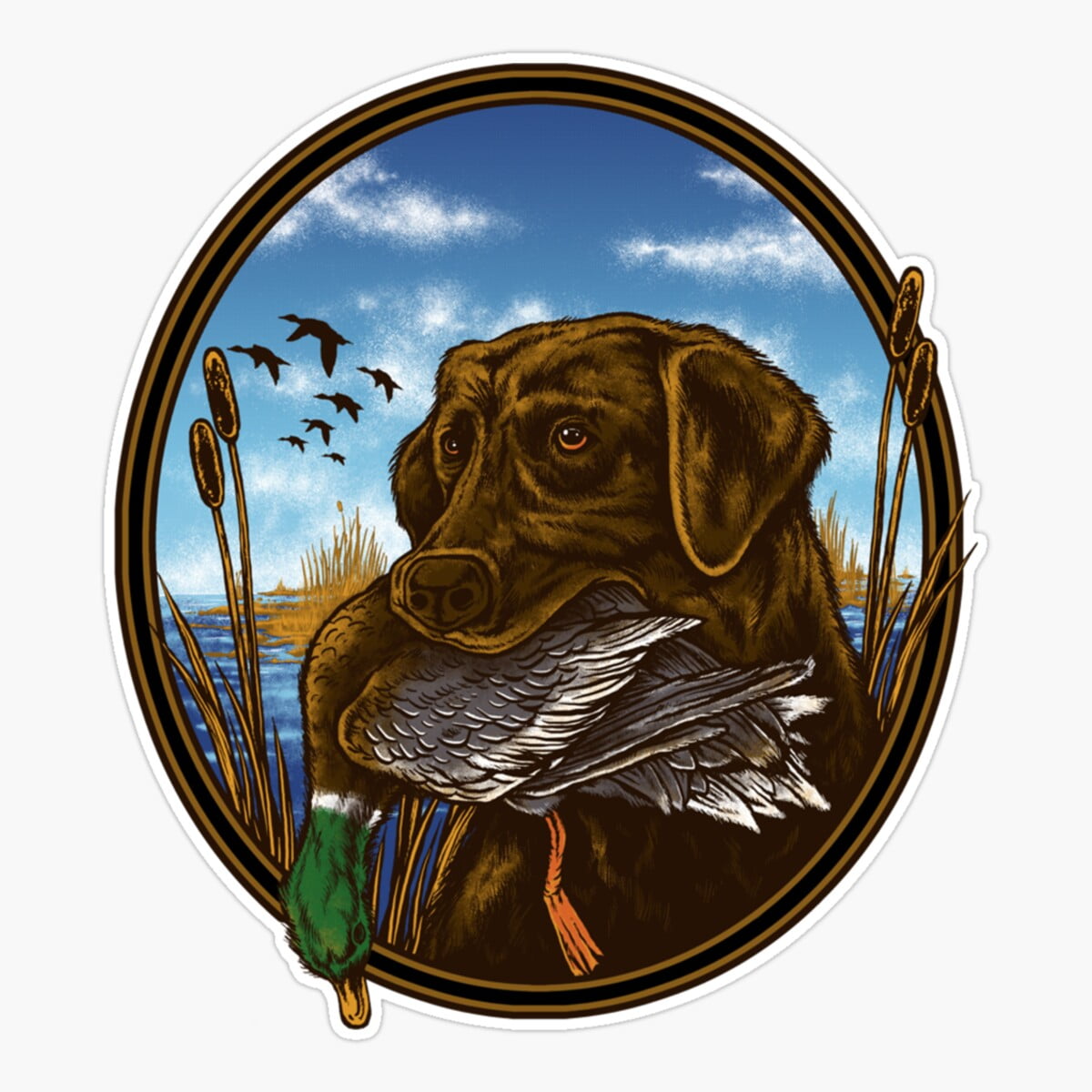 DOPASTICKER Labrador Retriever With Mallard Duck Hunting Sticker, Phone ...