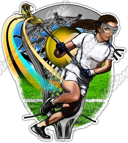 DOPASTICKER Lacrosse Girl Run Player Stick Mask Sport Car Sticker Decal ...