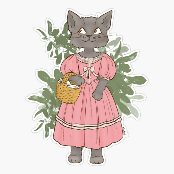 DOPASTICKER Lady Cat Sticker, Phone Sticker Water Bottle Sticker Car ...