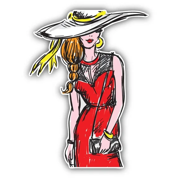 DOPASTICKER Lady Sketch Sticker Decal Phone Decal Water Bottle Stickers ...