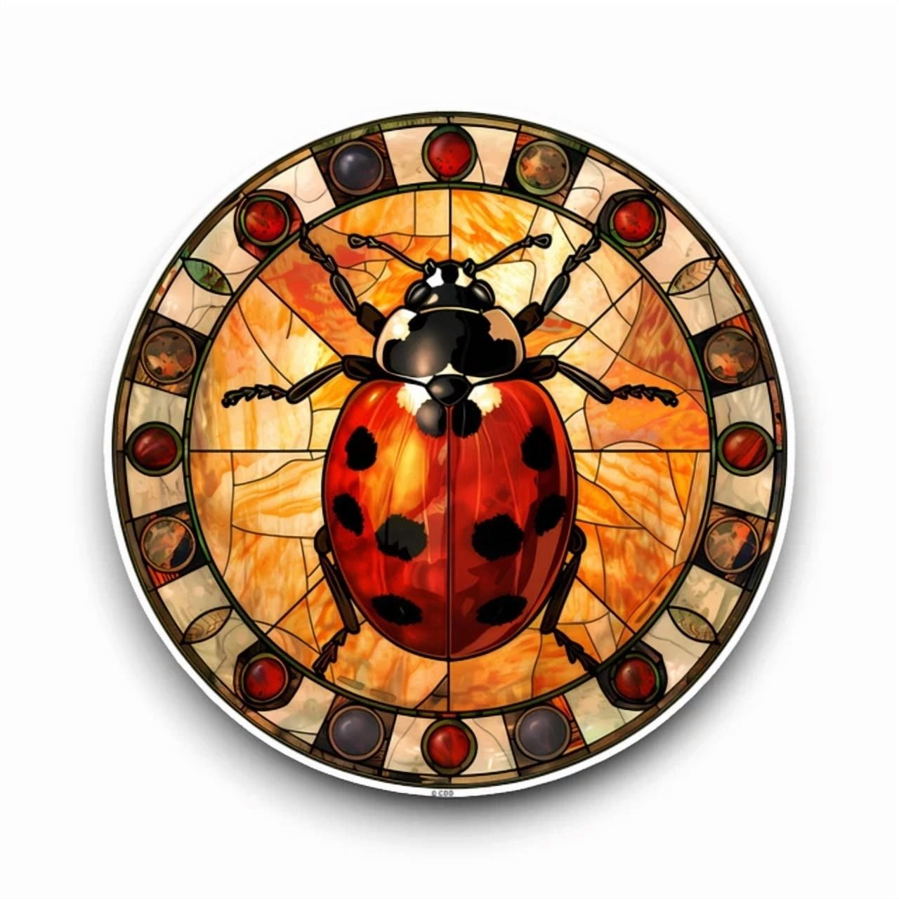 DOPASTICKER Ladybird Bug Insect Stained Glass Style Window Design ...