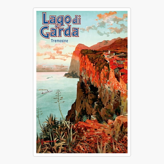 DOPASTICKER Lago Di Garda, Italy Vintage Travel Poster Sticker, Phone ...
