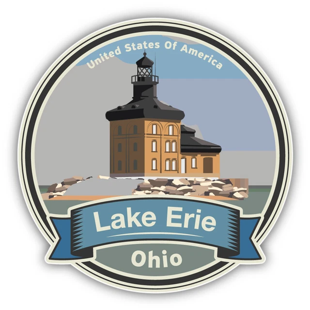 DOPASTICKER Lake Erie Ohio Usa Retro Sticker Phone Decal Water Bottle ...