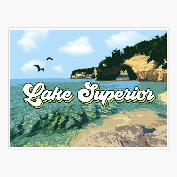 DOPASTICKER Lake Superior Retro Sticker, Phone Sticker Water Bottle ...