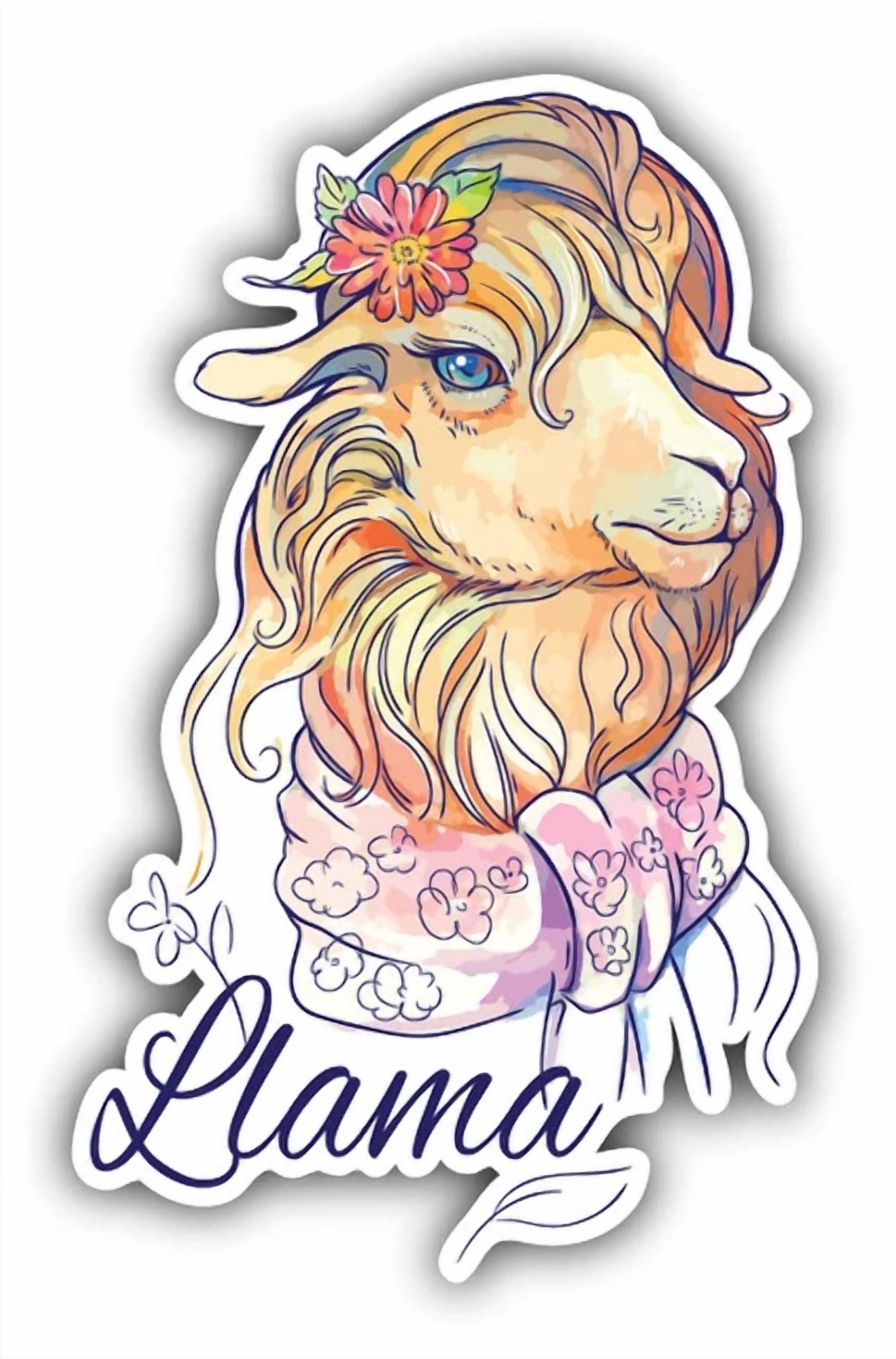 DOPASTICKER Lama Face Label Car Sticker Phone Water Bottle Stickers ...