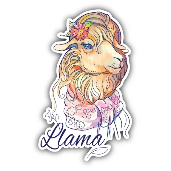 DOPASTICKER Lama Face Sticker Decal Phone Decal Water Bottle Stickers ...