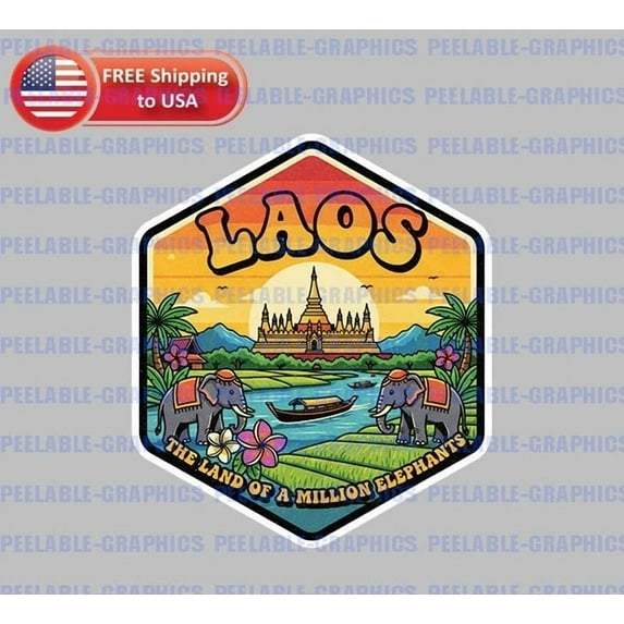 DOPASTICKER Laos Country Souvenir Sticker Travel Luggage Sticker Phone ...