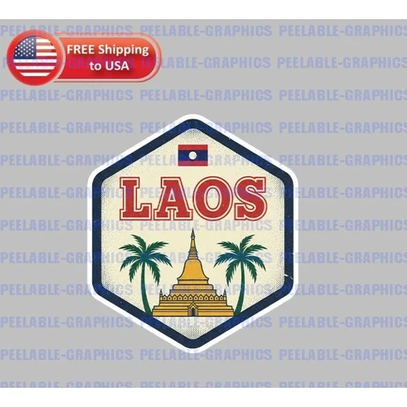 DOPASTICKER Laos Country Souvenir Sticker Travel Luggage Sticker Phone ...