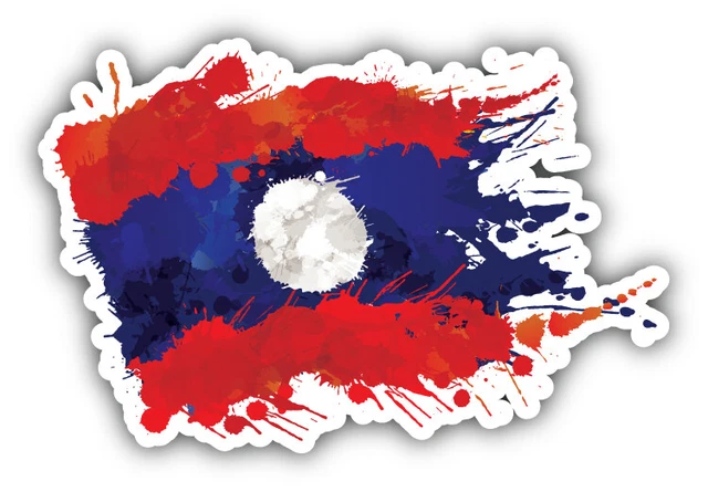 DOPASTICKER Laos Flag Grunge Splash Car Sticker Phone Decal Water ...
